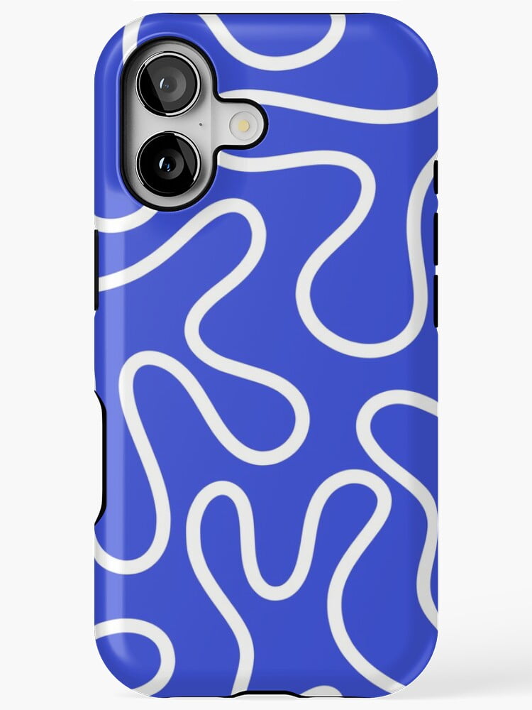 Abstract Squiggle Maze Electric Blue iPhone Case 11 12 13 14 15 16 17 ...