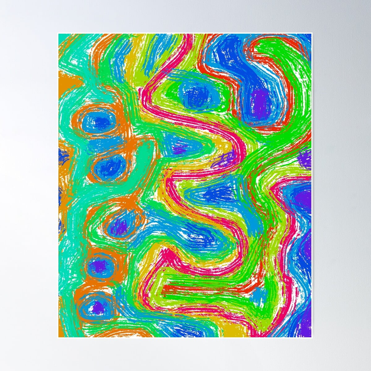 Abstract Squiggly Line Painting Poster Wall Art, Modern Wall Decor For ...