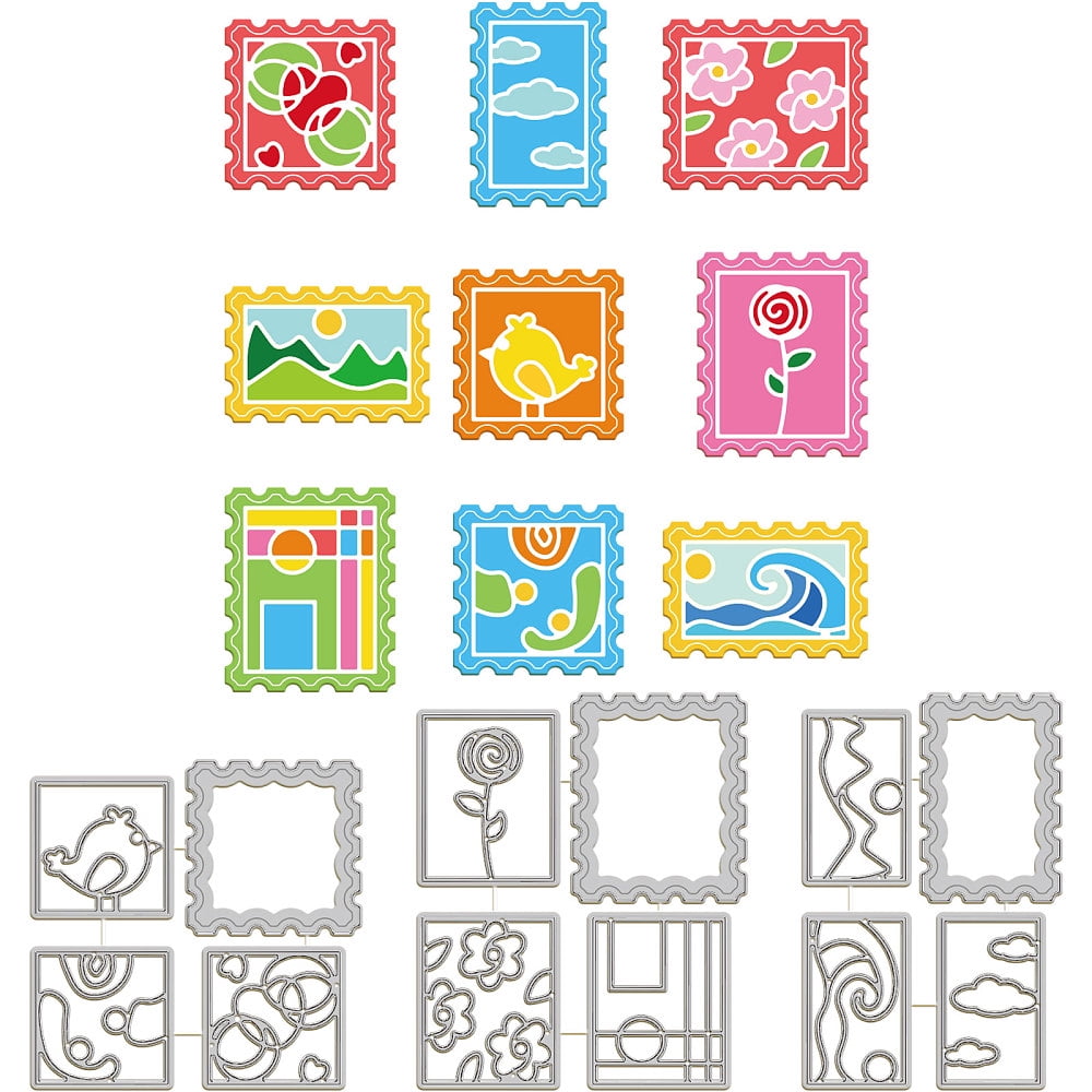 Abstract Stamp Frame Cutting Dies for Card Making Postage Cut Die for ...