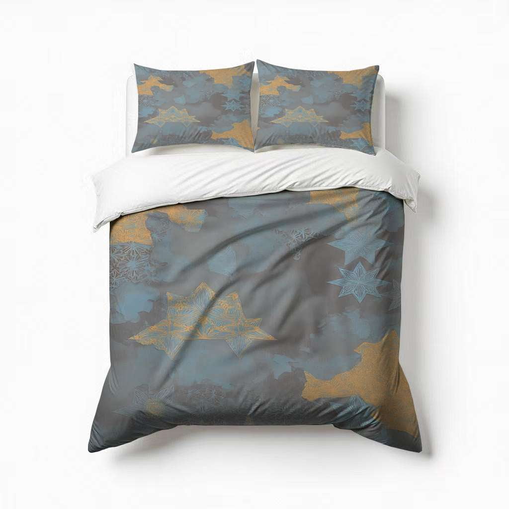 Abstract Star Pattern Design Bedding Set 3 Pcs Soft Microfiber Quilt ...
