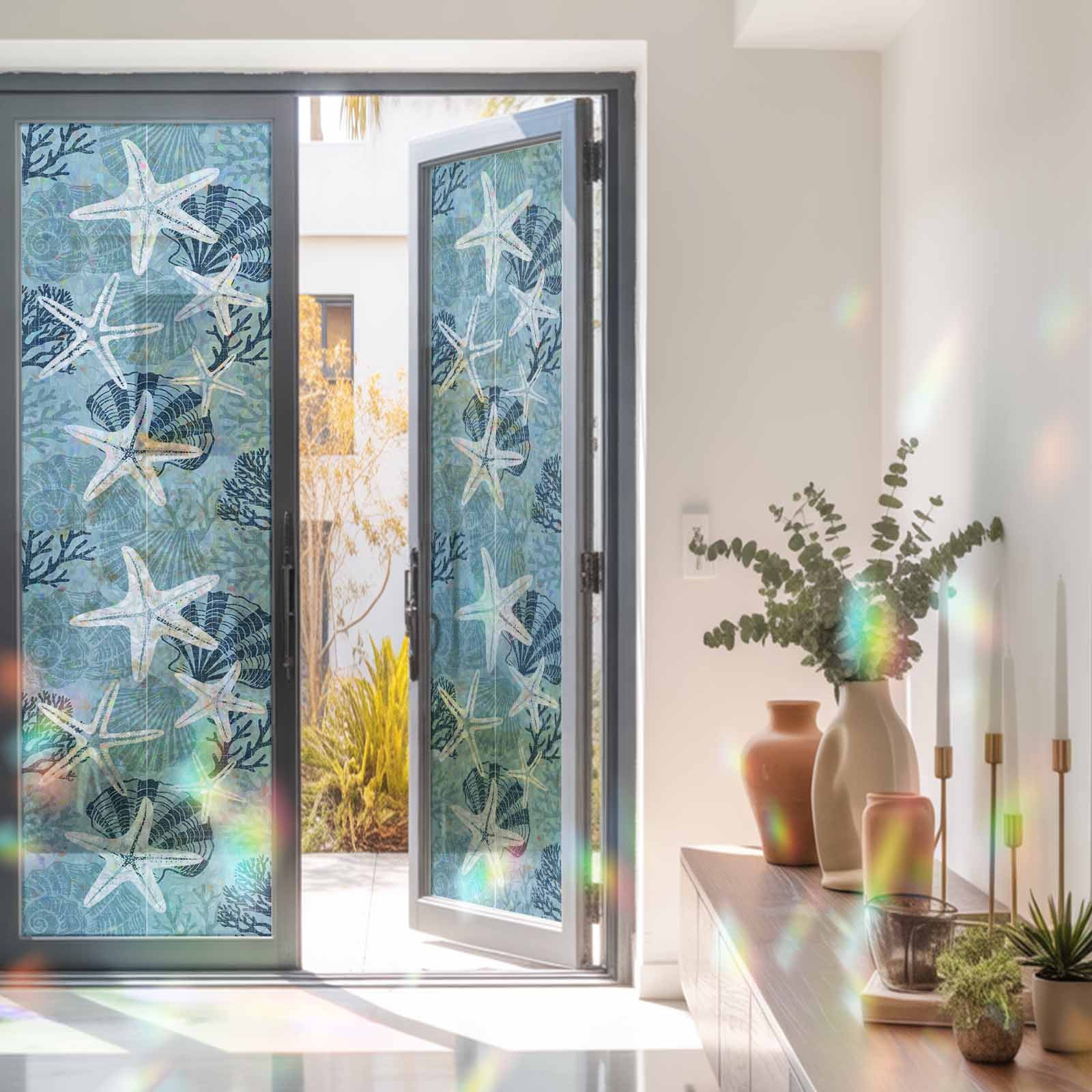 Abstract Starfish Shell Coral Window Privacy Film, Rainbow Film ...