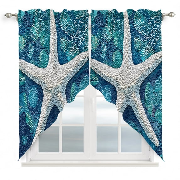 Abstract Starfish Swag Curtain Valance for Window 2 Panels Retro ...