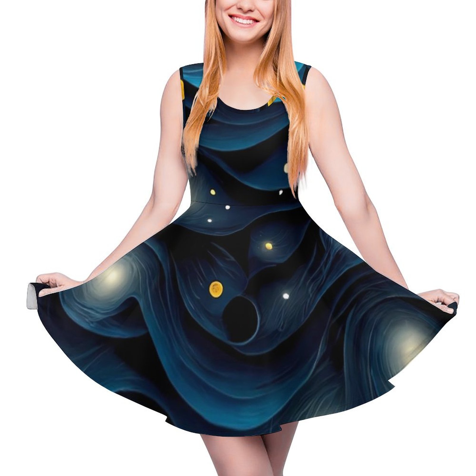 Abstract Starry Night Dress Night Club Dresses Sleeveless Streetwear ...