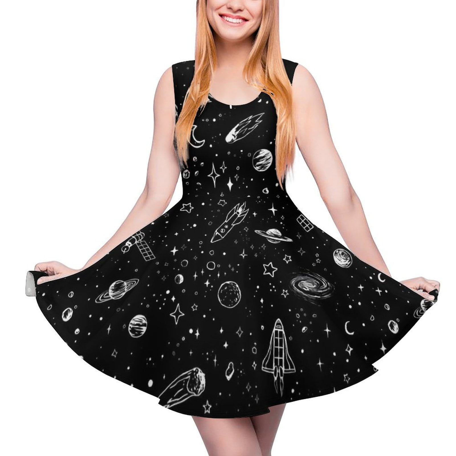 Abstract Starry Night Dress Night Club Dresses Sleeveless Streetwear ...