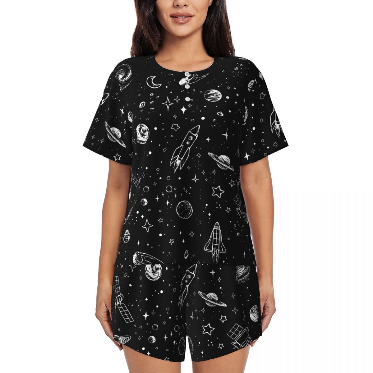 Abstract Starry Night Pajamas Van Gogh Room O Neck Home Suit Female Two ...