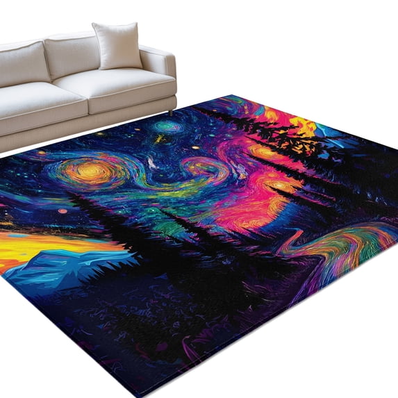 Abstract Starry Sky 8x10ft Non Slip Area Rug Path Forest Dreamy ...