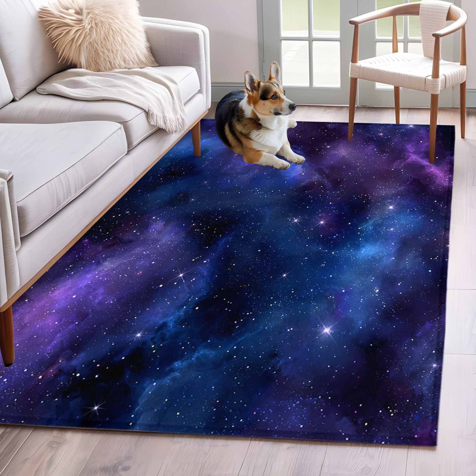 Abstract Starry Sky Area Rugs 3x5 ft Blue Purple Black Night Sky Star ...
