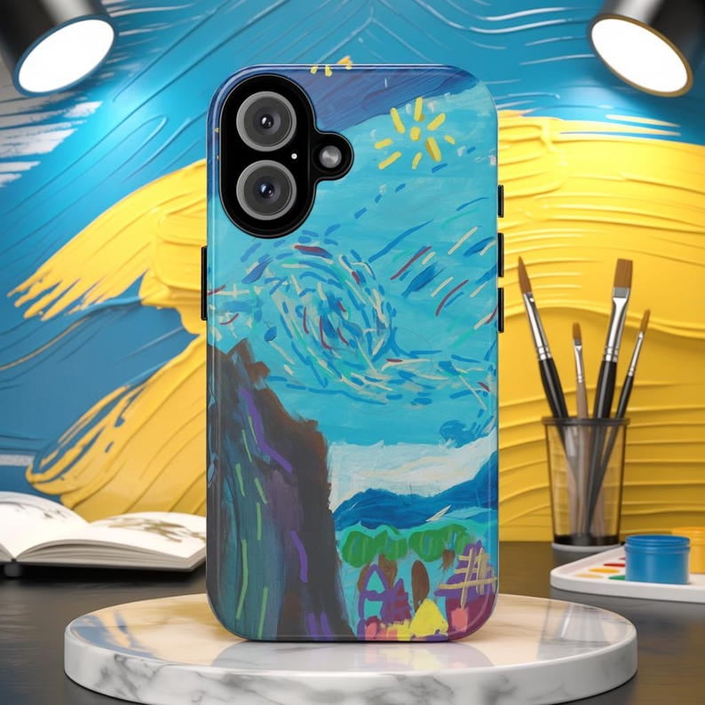 Abstract Starry Sky Artistic Landscape Phone Case for iPhone 11 12 13 ...