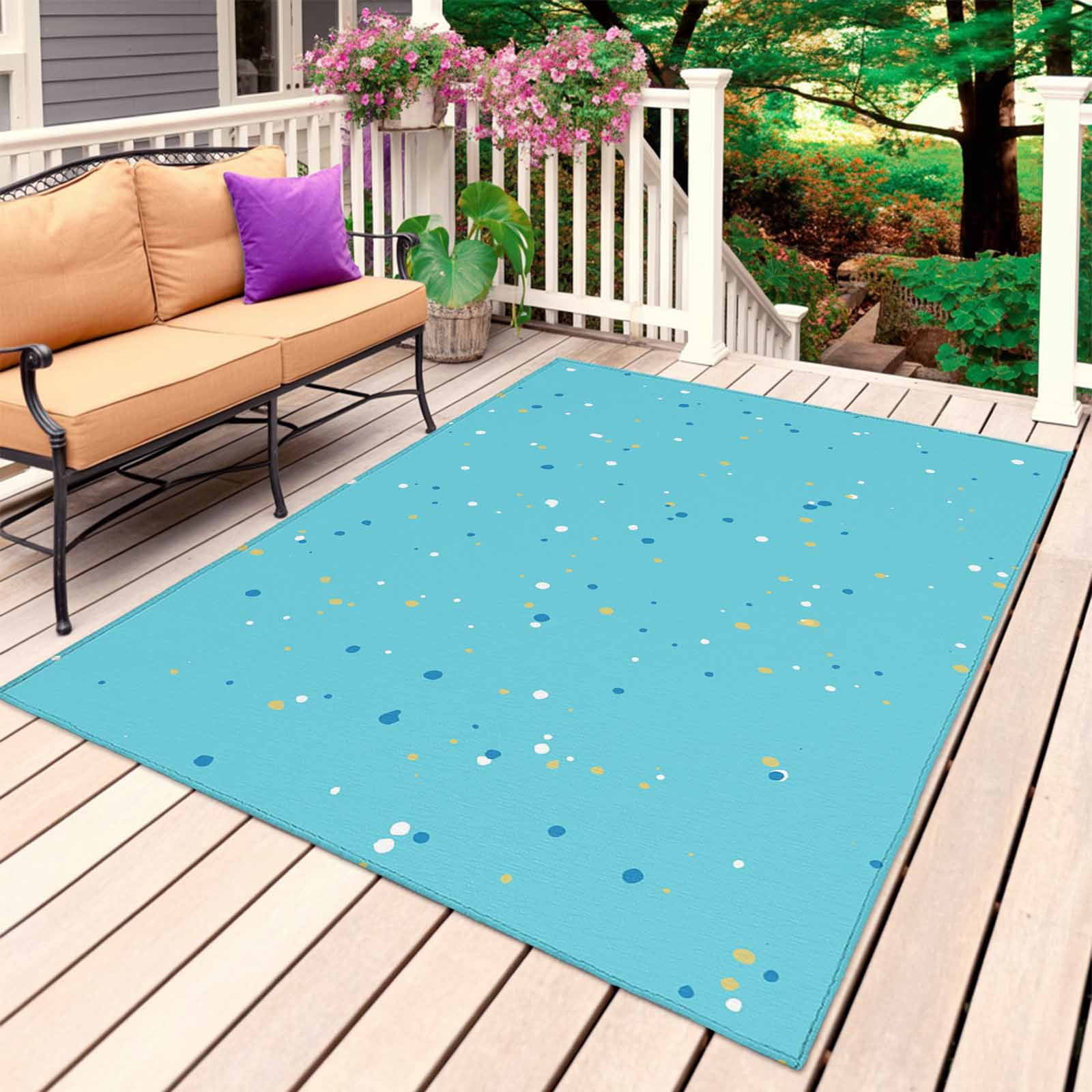 Abstract Starry Sky Outdoor Rug for Patio/Deck/Porch, Non-Slip Large ...