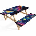 Abstract Starry Sky Picnic Table Cover with Bench Covers Path Forest ...