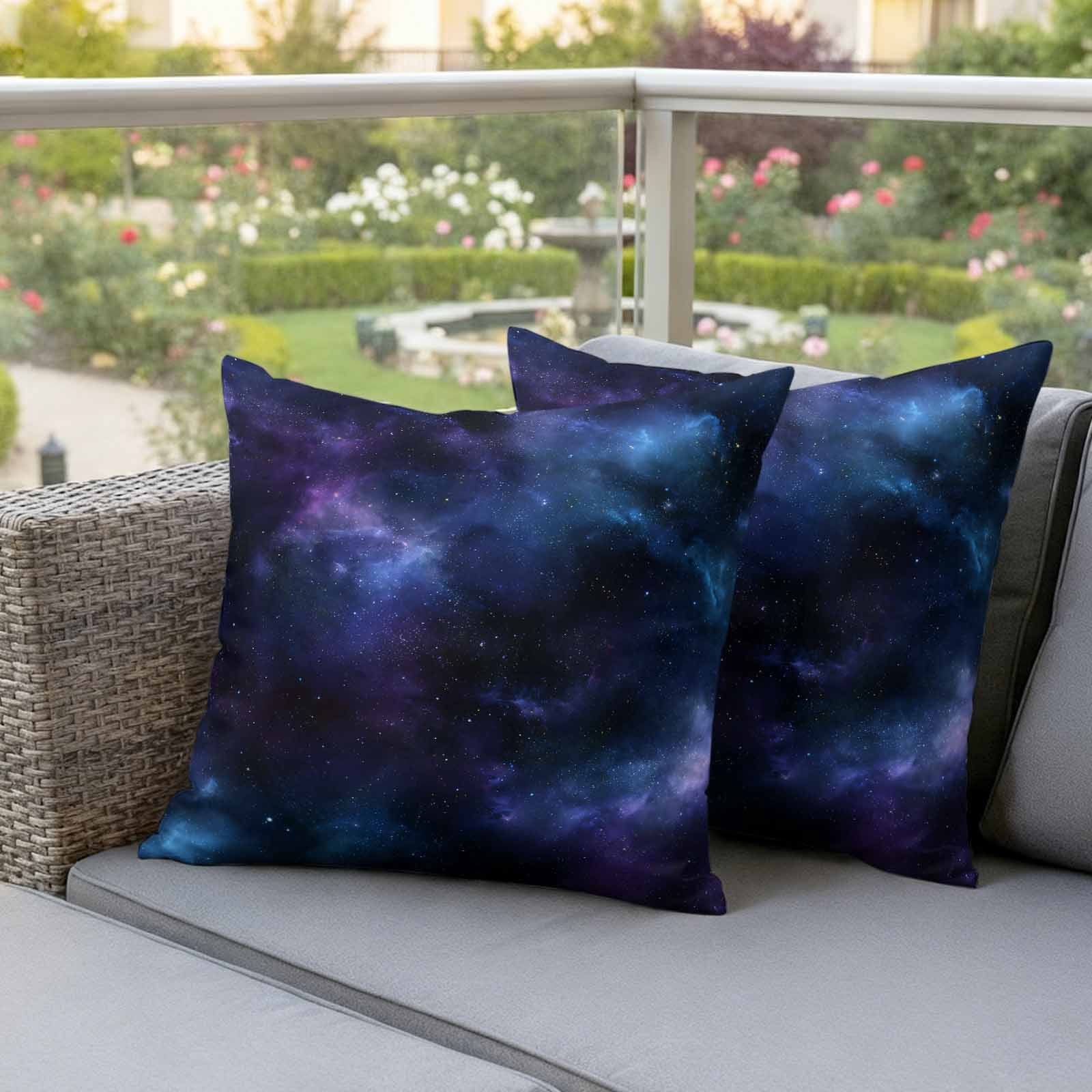 Abstract Starry Sky Star Waterproof Throw Pillow Covers Set of 2 Black ...