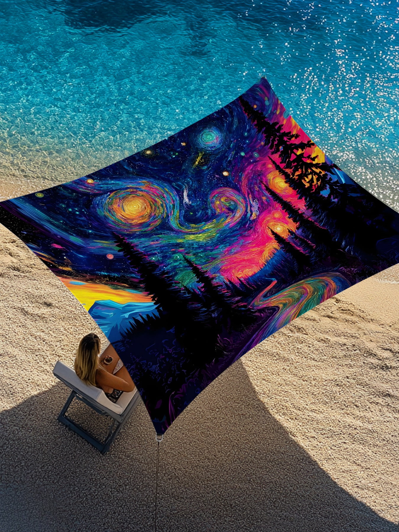 Abstract Starry Sky Sun Shade Sail 12' x 16', Path Forest Dreamy ...