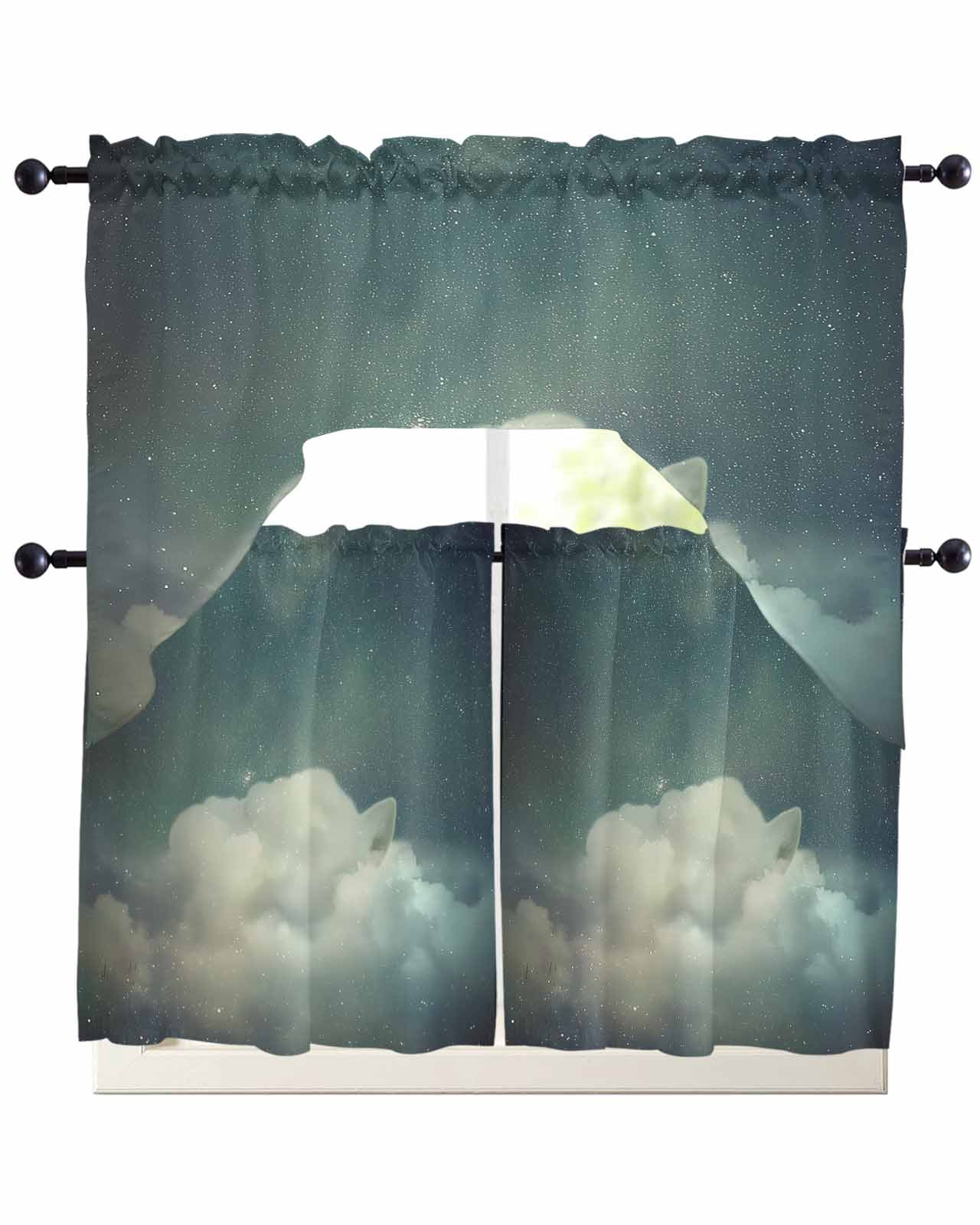 Abstract Starry Sky Swag Kitchen Curtains Sets for Windows 24 Inch ...