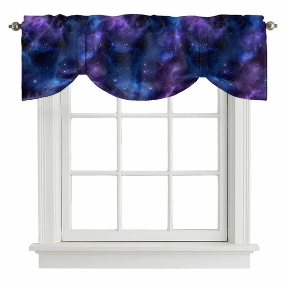 Abstract Starry Sky Tie Up Valance Curtains Blue Purple Black Night Sky ...