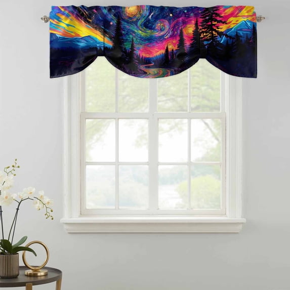 Abstract Starry Sky Tie Up Valances Curtain, Path Forest Dreamy ...