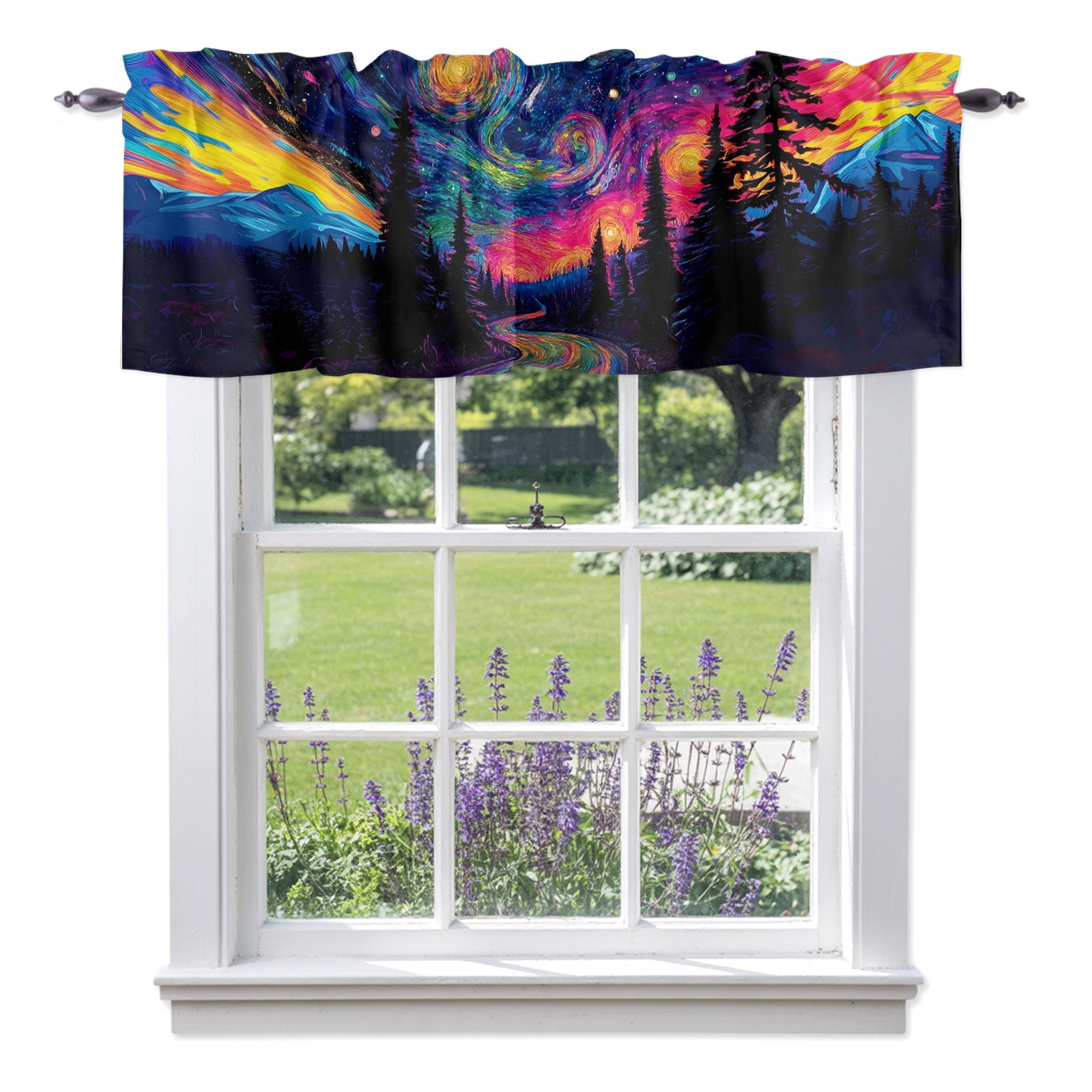 Abstract Starry Sky Valances for Windows, Path Forest Dreamy ...