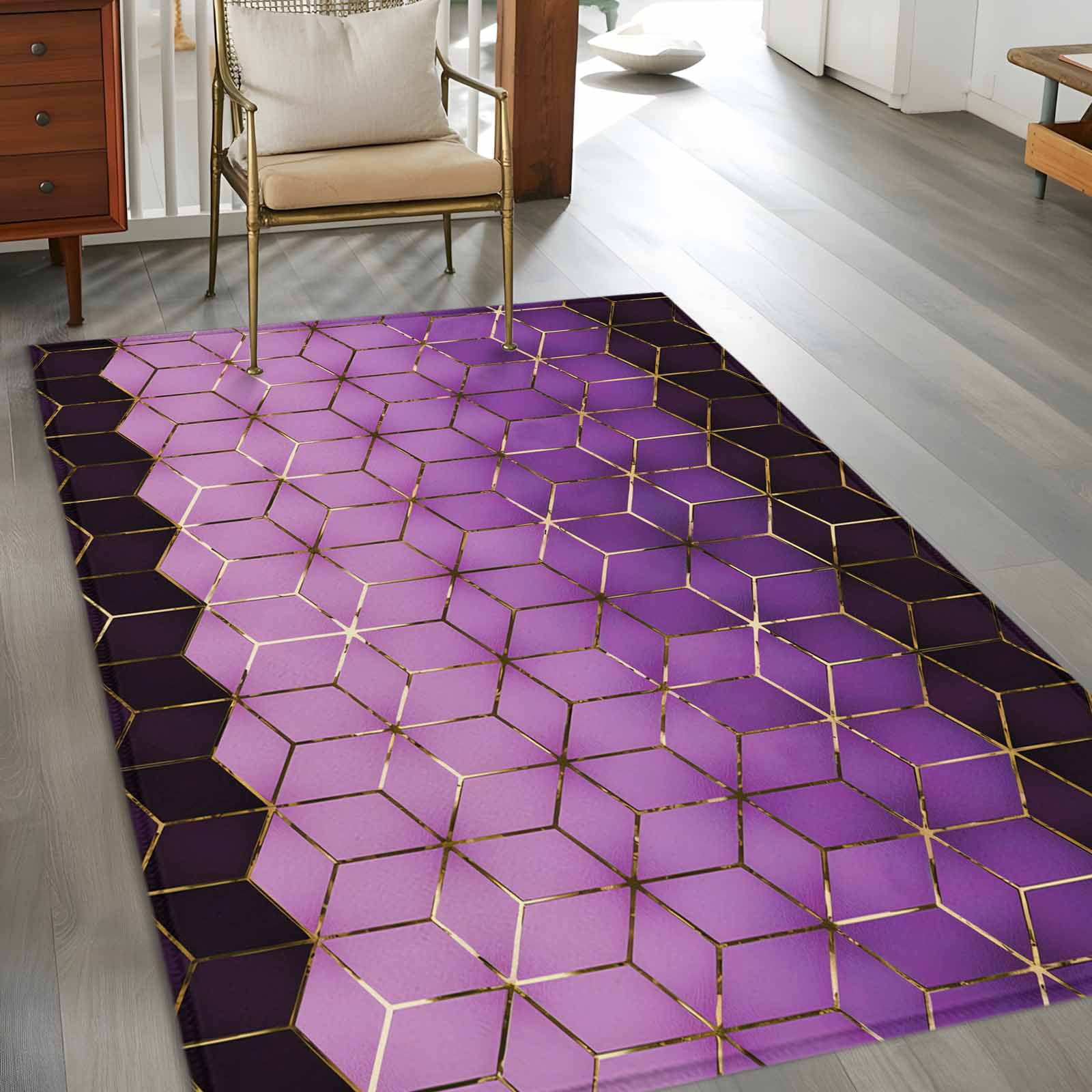 Abstract Stereo Cube 3x5 Rug for Bedroom Foot of Bed Small Living Room ...