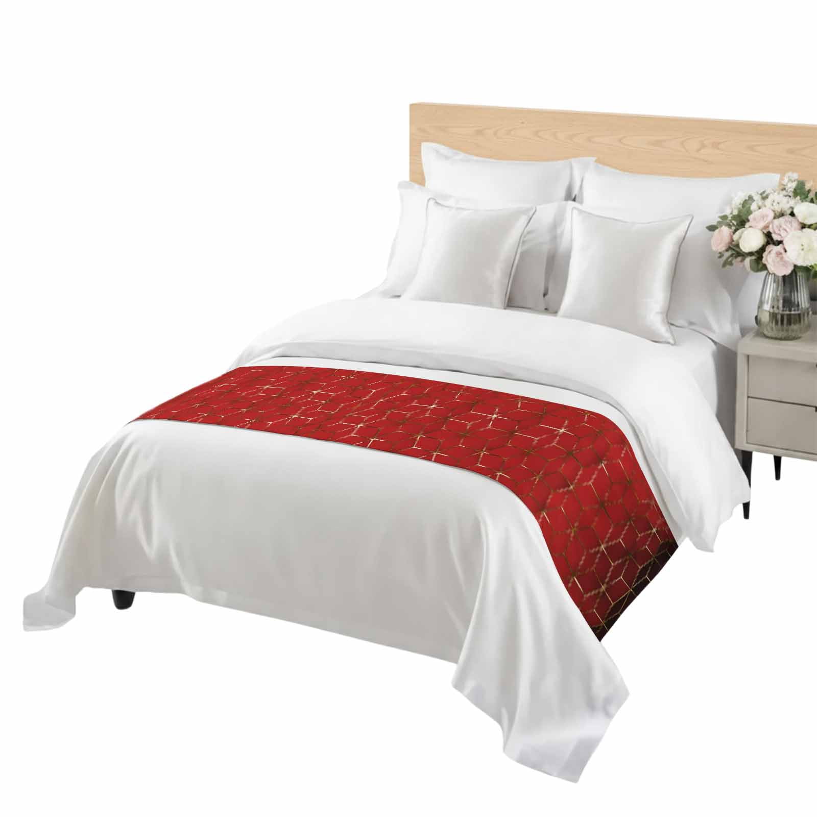 Abstract Stereo Cube Bed Runner Twin Size Modern Gradient Black Red ...