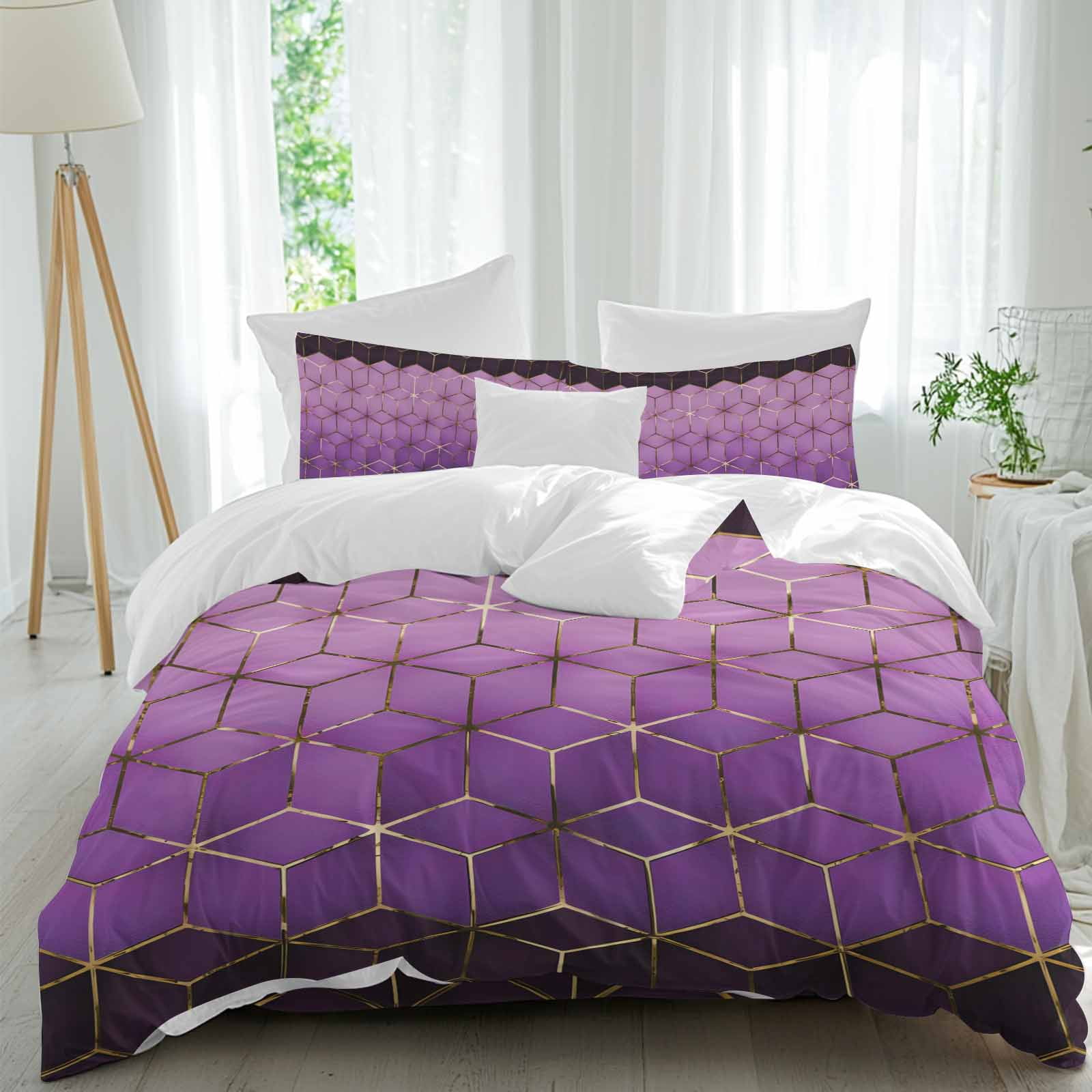 Abstract Stereo Cube Duvet Cover Set Queen Size, Modern Gradient Black ...