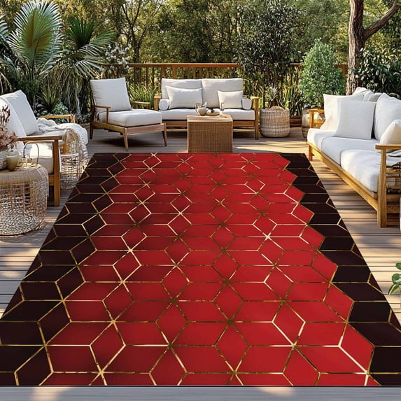 Abstract Stereo Cube Indoor Outdoor Rugs 5x8 Ft, Modern Gradient Black ...