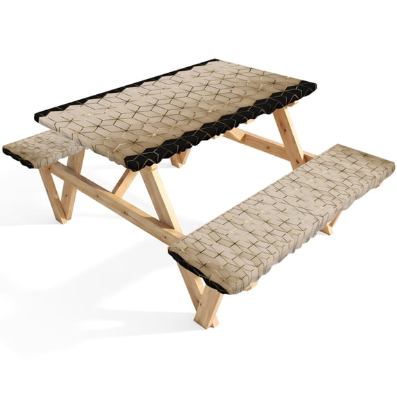 Abstract Stereo Cube Picnic Table Cover with Bench Covers Modern ...