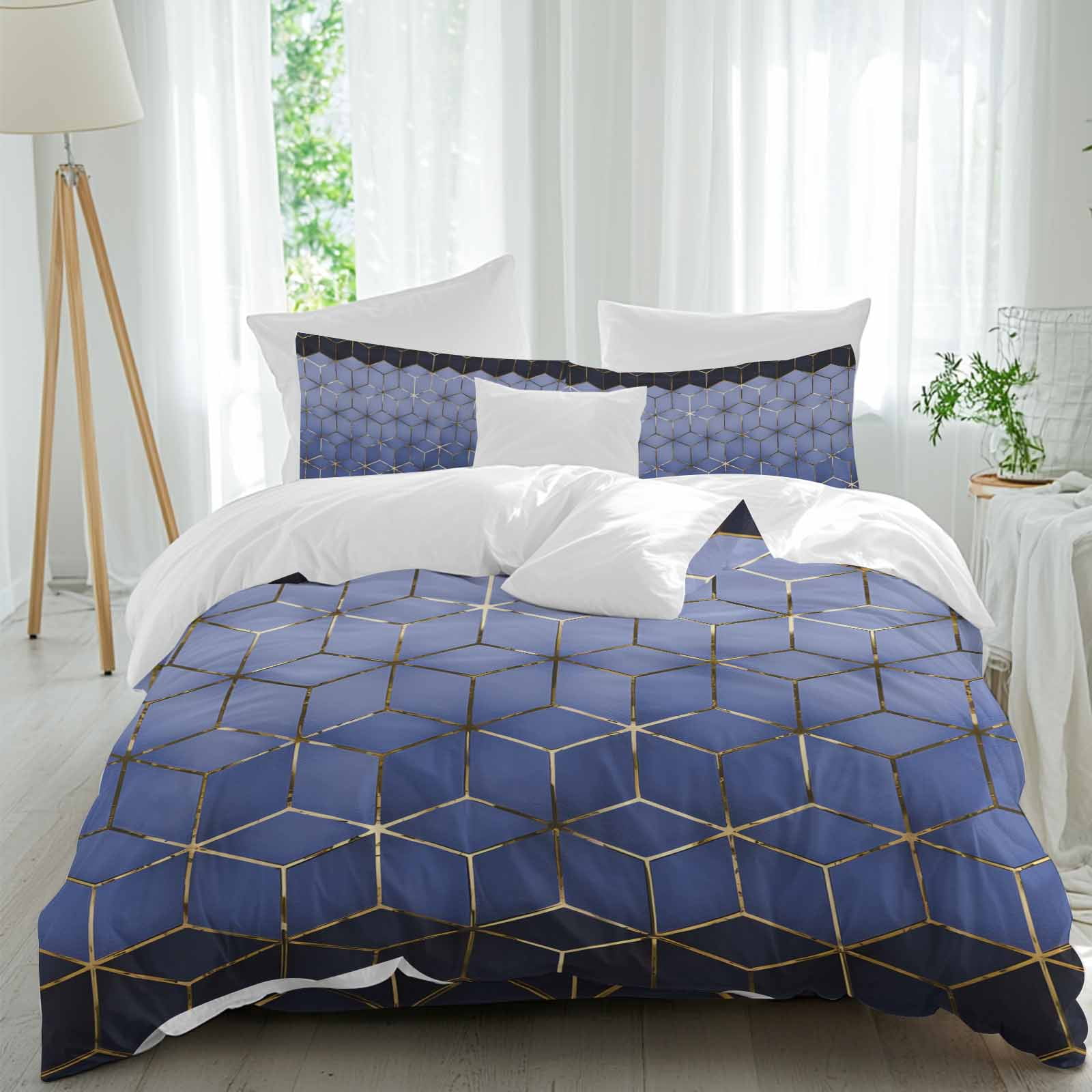 Abstract Stereo Cube Queen Size Comforter Set, Modern Gradient Black ...