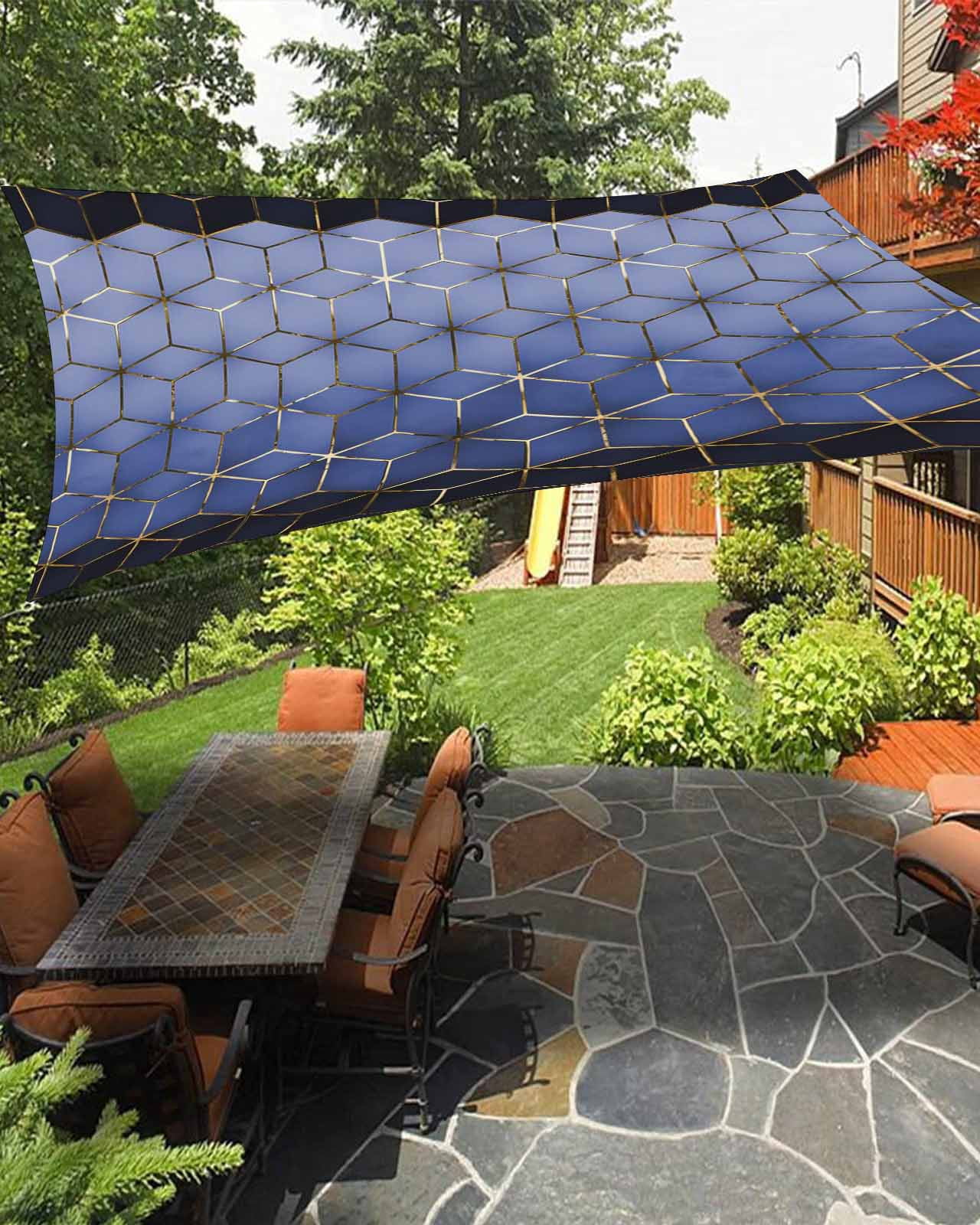 Abstract Stereo Cube Sun Shade Sail 14'X18' Modern Gradient Black Blue ...