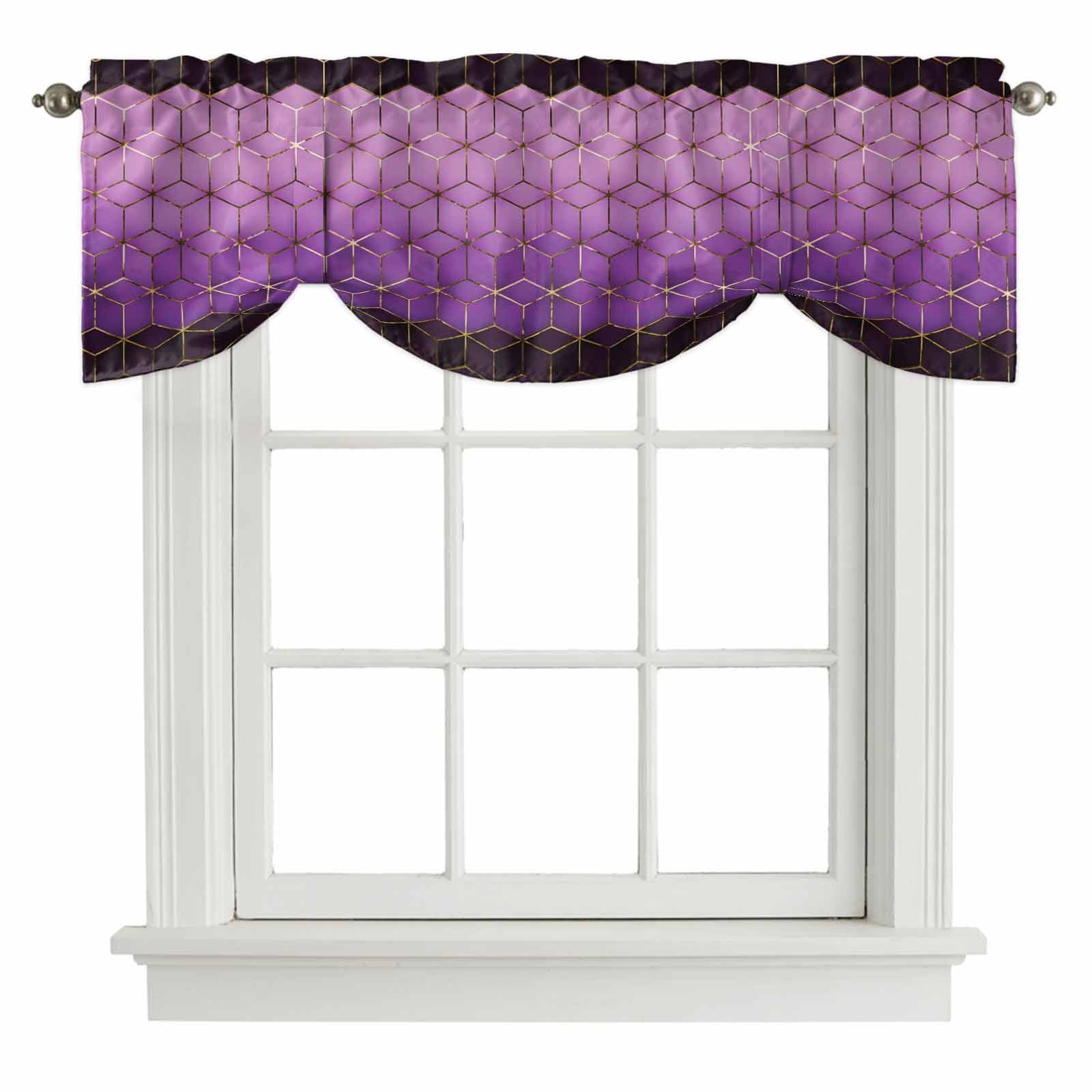 Abstract Stereo Cube Tie Up Valance Curtains Modern Gradient Black ...