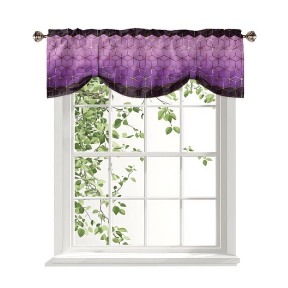 Abstract Stereo Cube Tie Up Valances Curtain, Modern Gradient Black ...