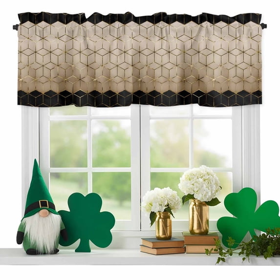 Abstract Stereo Cube Valances for Windows, Modern Gradient Black Khaki ...