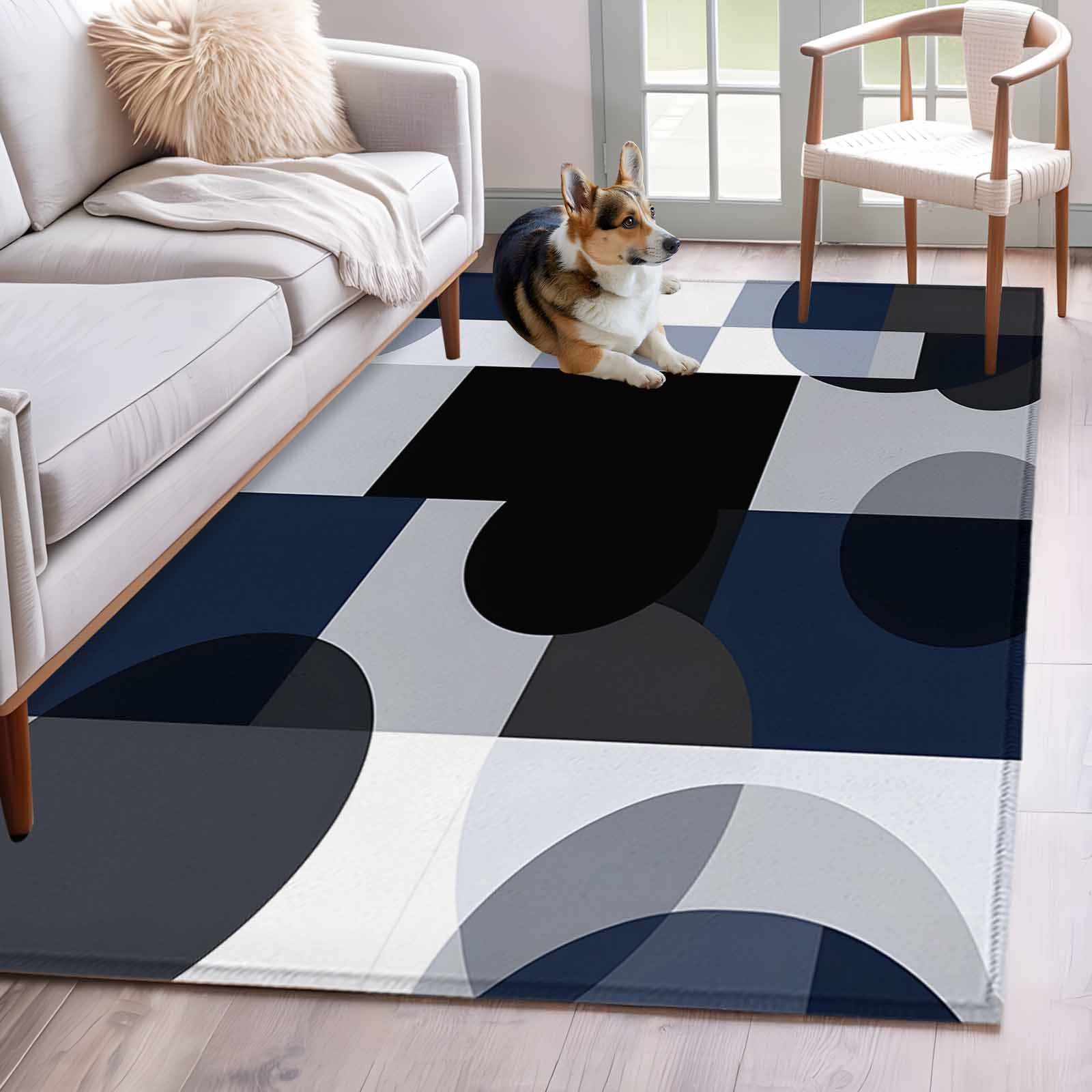 Abstract Stitching 2.7x5 Rug for Office Desk Chair Area Small Bedroom ...