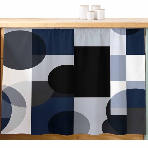 Abstract Stitching Cabinet Curtains Blue Black Square Round Visual Art ...