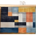 Abstract Stitching Cabinet Curtains Blue White Yellow Stripe Art Sink ...