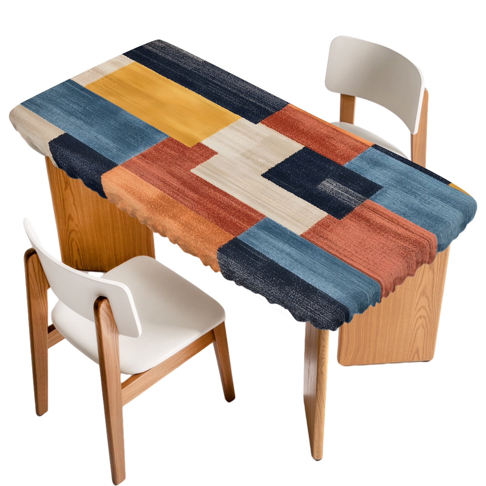 Abstract Stitching Fitted Rectangle Tablecloth 30" x 60" Blue White ...