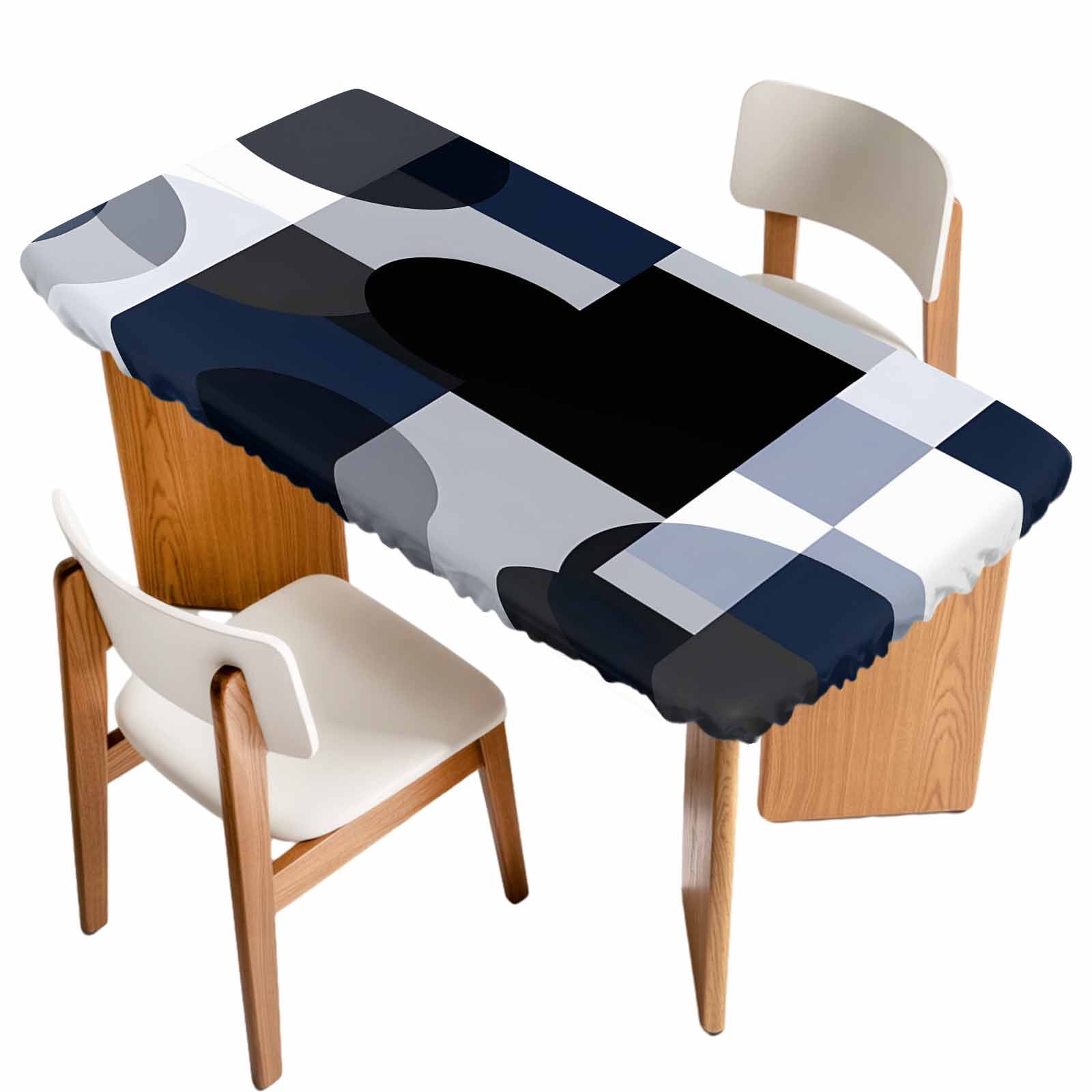 Abstract Stitching Fitted Rectangle Tablecloth 32" x 72" Blue Black ...