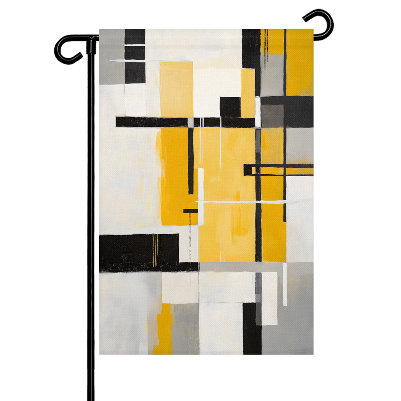 Abstract Stitching Garden Flag 12x18 Inch Gary Black Yellow Stripes ...