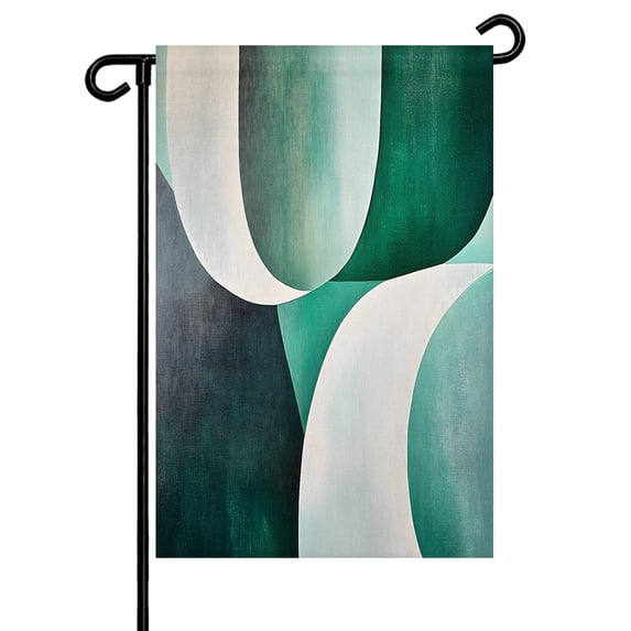 Abstract Stitching Garden Flag 12x18 Inch Green White Curve Gradient ...