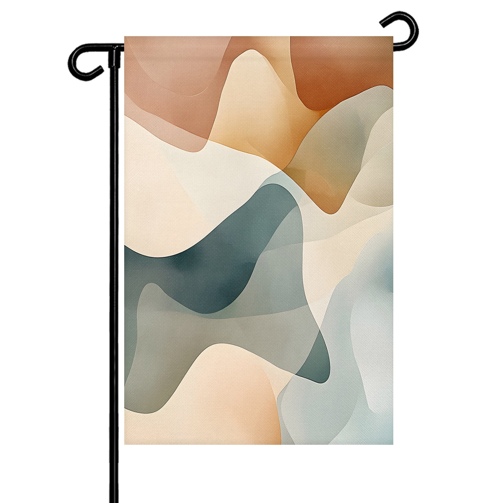 Abstract Stitching Garden Flag 12x18 Inch Retro Brown Blue Water Ripple ...