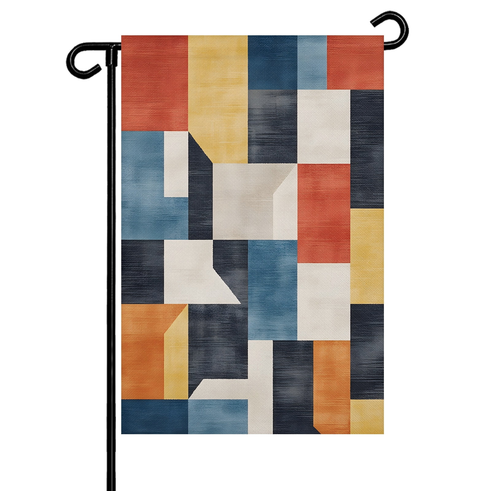 Abstract Stitching Garden Flag 12x18 Inch White Orange Blue Stripe Art ...