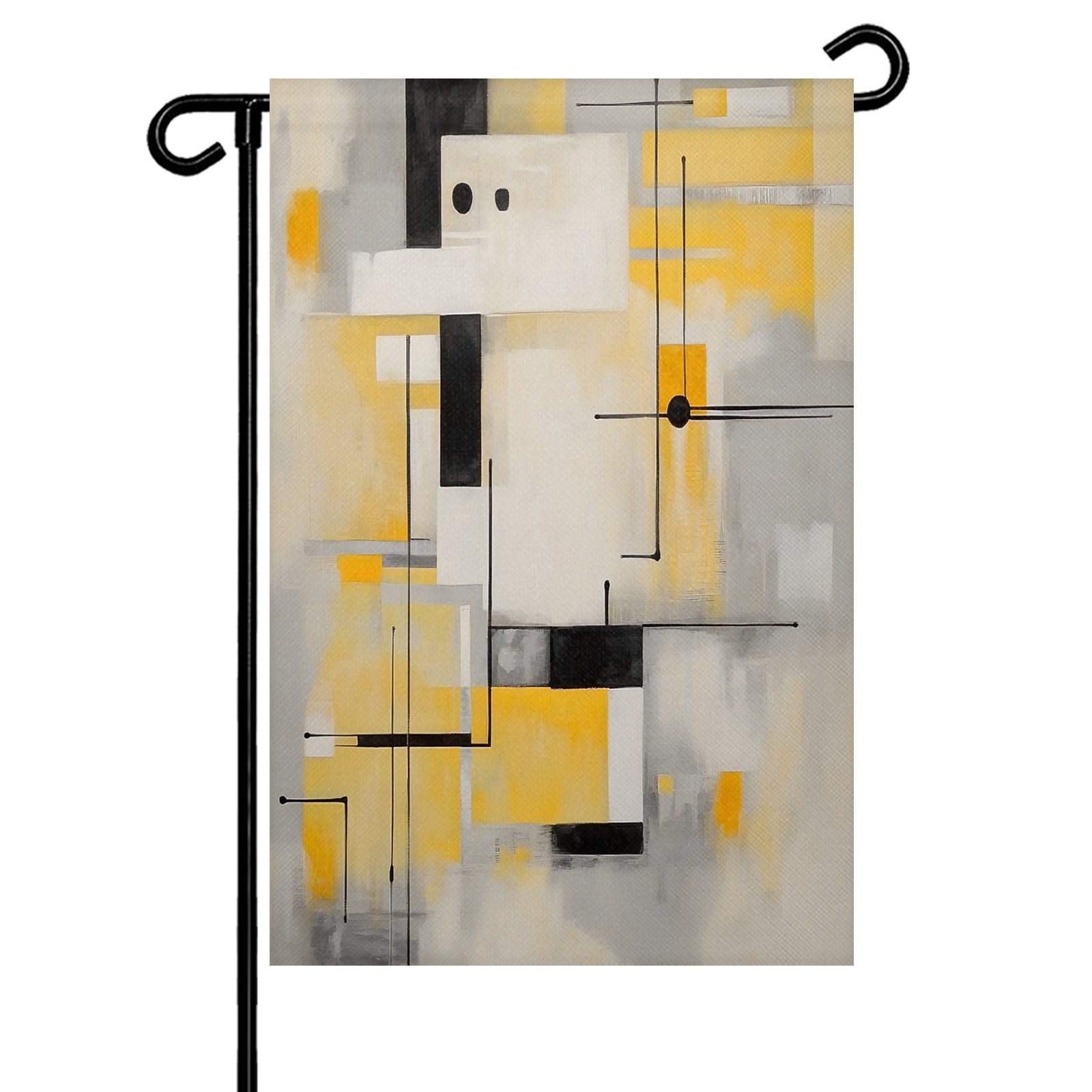 Abstract Stitching Garden Flag 12x18 Inch Yellow Black Gary Stripes ...