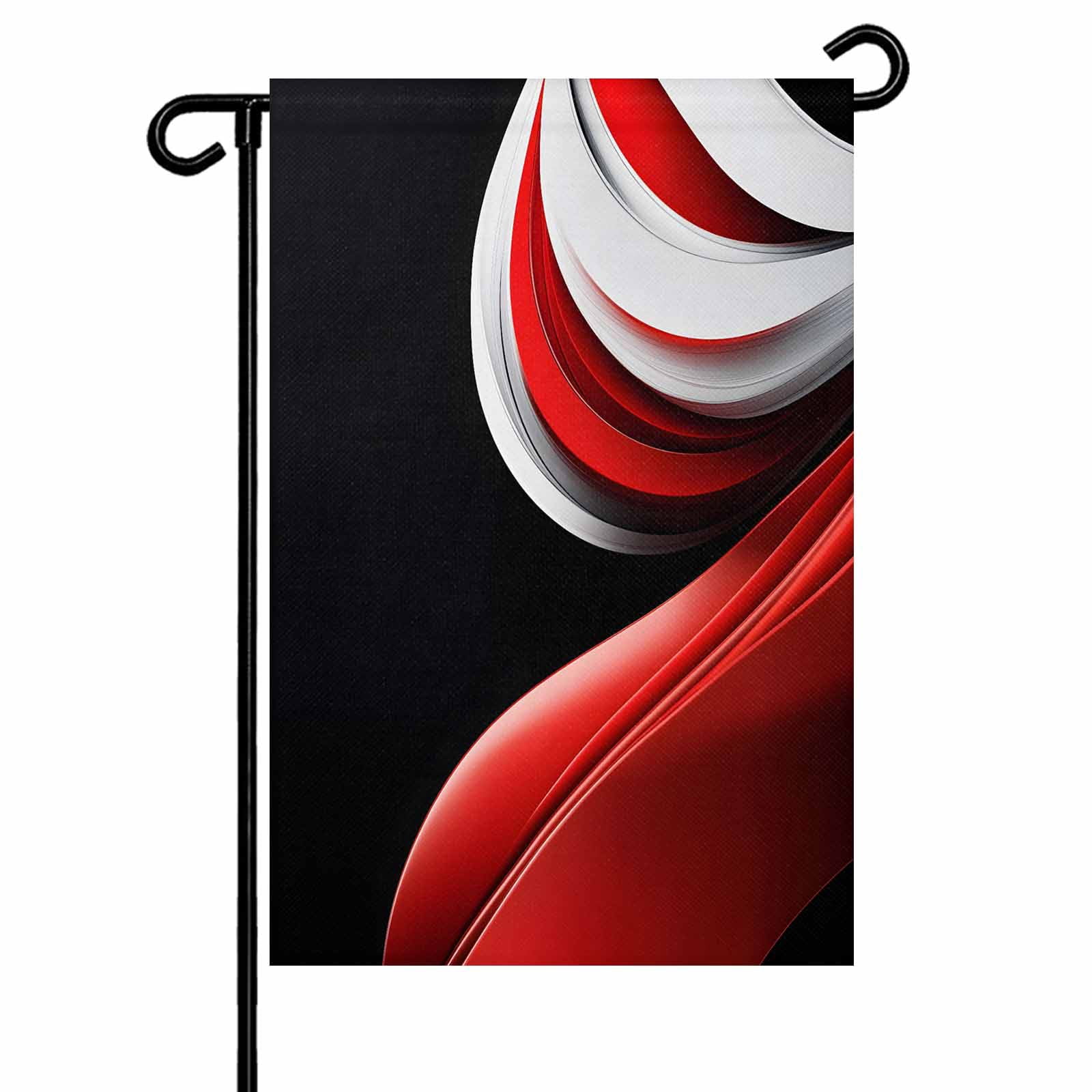 Abstract Stitching Garden Flag 28x40 Inch Black Red Gary Water Ripple ...