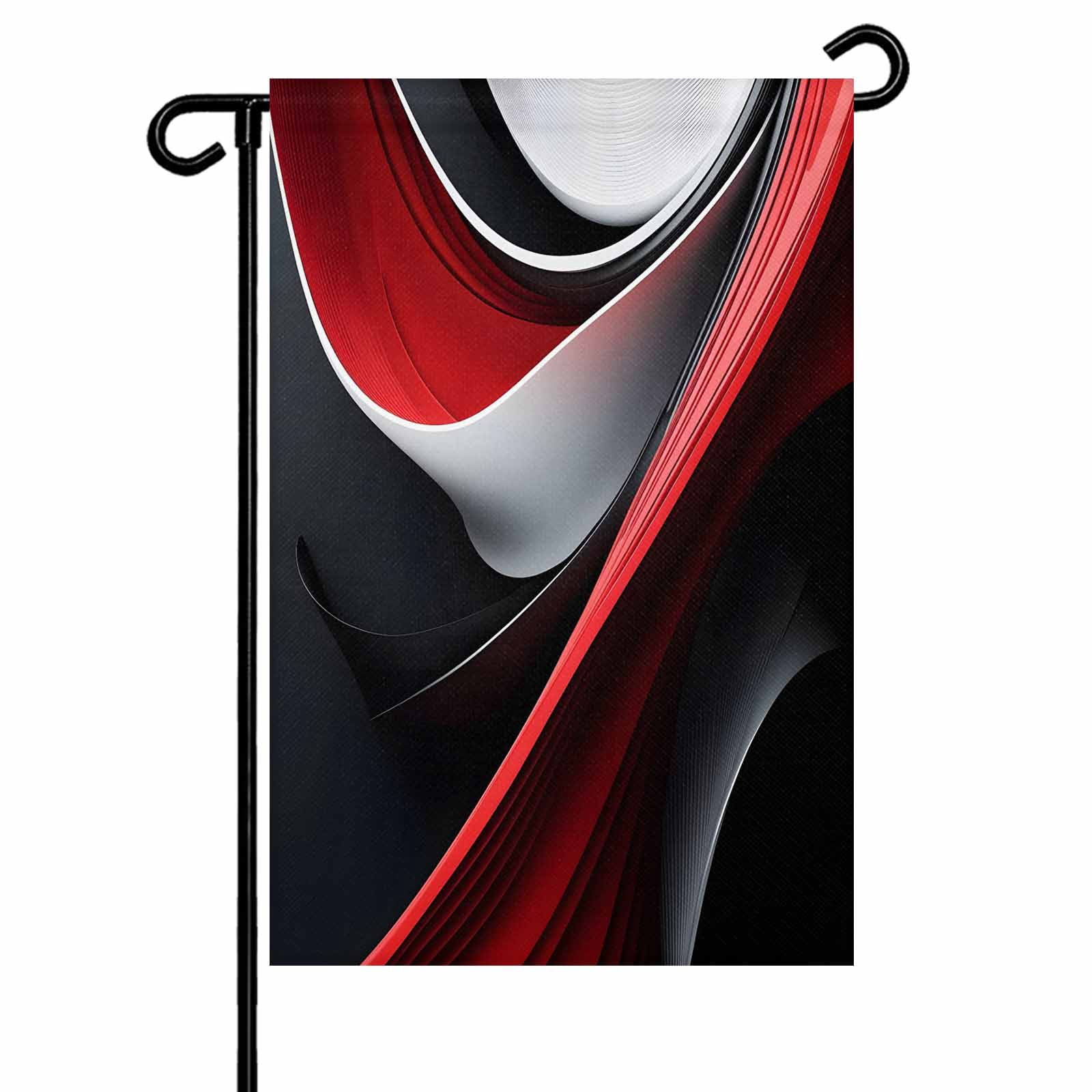Abstract Stitching Garden Flag 28x40 Inch Red Gary Black Water Ripple ...