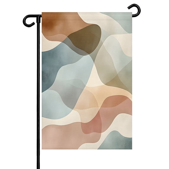 Abstract Stitching Garden Flag 28x40 Inch Retro Blue Brown Water Ripple ...