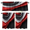 Abstract Stitching Kitchen Curtains Valance and Tier Set Black Gary Red ...