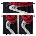 Abstract Stitching Kitchen Curtains Valance and Tier Set Gary Black Red ...