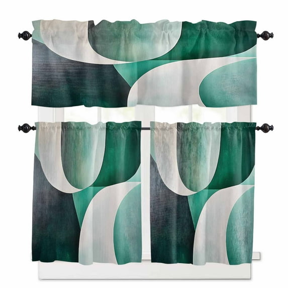 Abstract Stitching Kitchen Curtains Valances and Tiers Set of 3, 24 ...