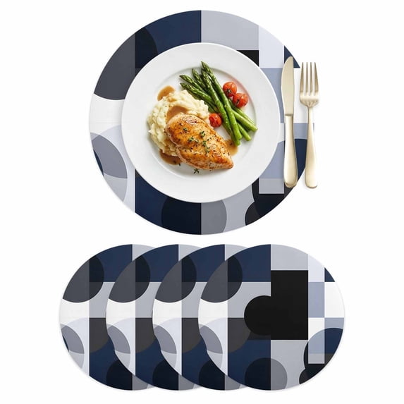 Abstract Stitching Leather Placemats Set of 4, 15 Inch, Blue Black ...
