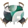 Abstract Stitching Round Fitted Tablecloth Green White Curve Gradient ...
