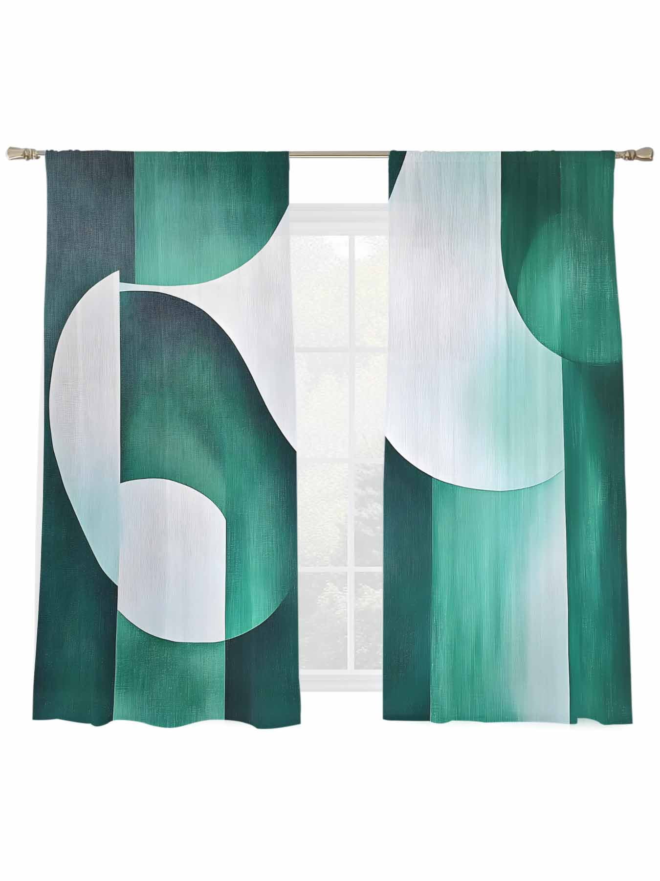 Abstract Stitching Sheer Curtains for Living Room Bedroom, Light ...