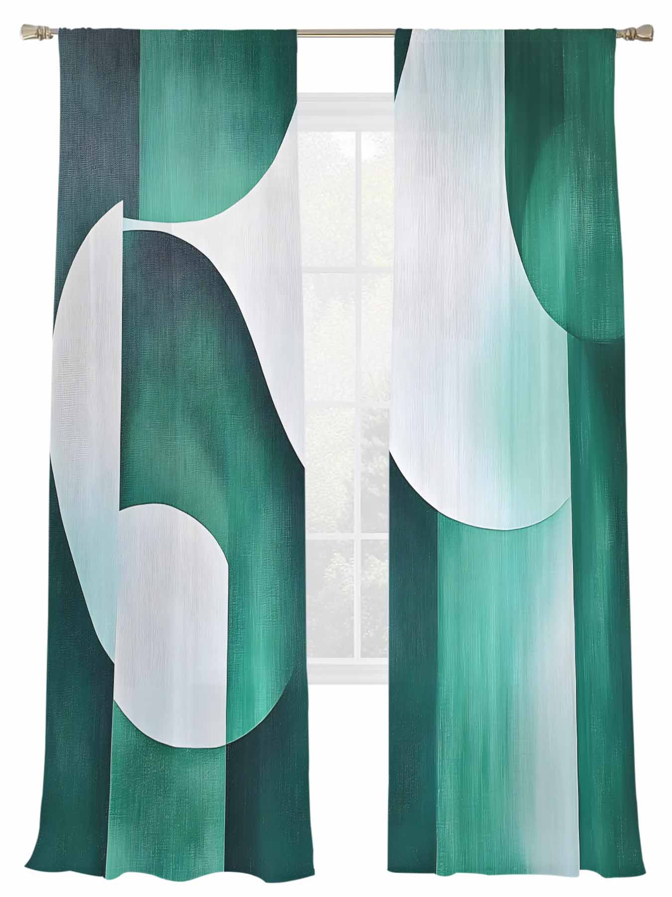 Abstract Stitching Sheer Curtains for Living Room Bedroom, Light ...